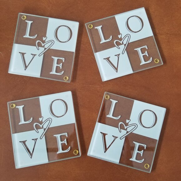 Unbranded | Holiday | Glass Love Coasters | Poshmark